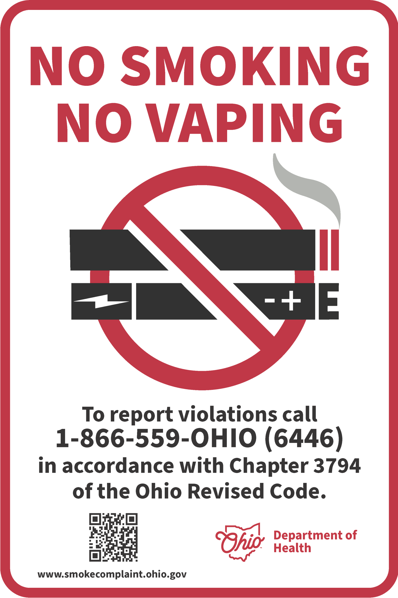 NO SMOKING/NO VAPING – Coshocton Public Health District
